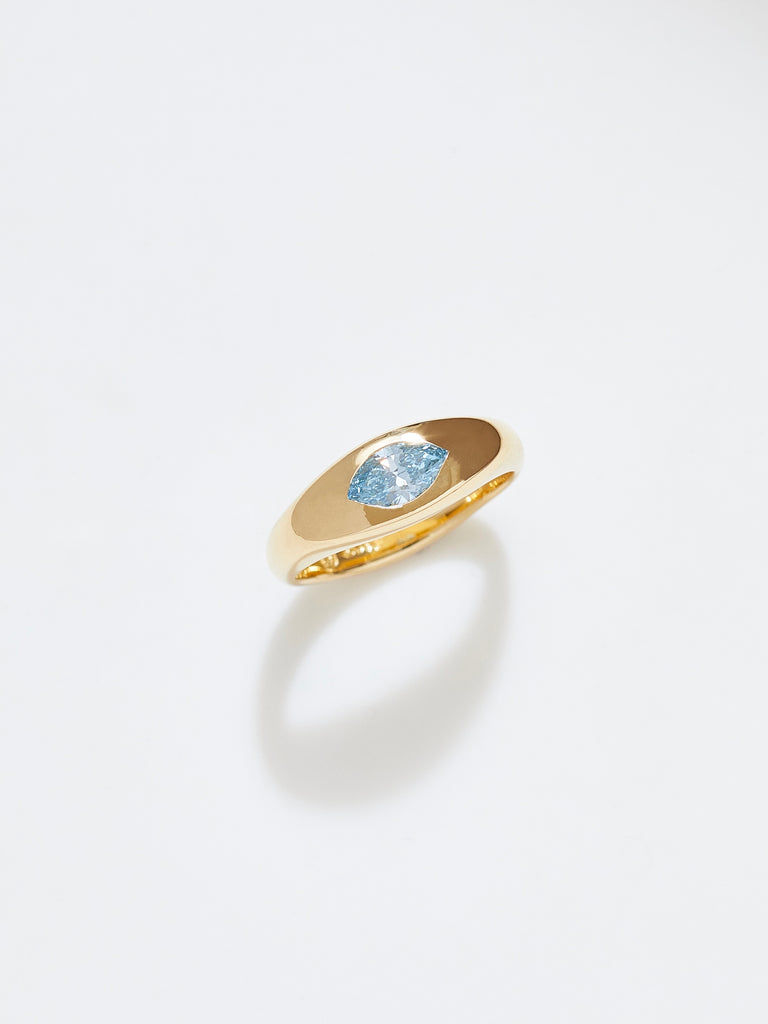 Vesper Ring Featuring a .47ct Blue Diamond Set in 20k Yellow, Size 6 – Ursa Major